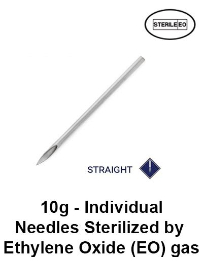 Piercing Needles Individual Sterile 10g Crystal O Corp
