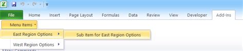 Excel 2010 Vba Cant Get Sub Menus To Display Stack Overflow