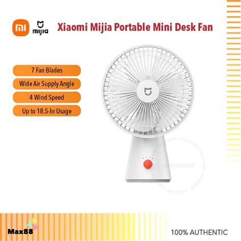 Xiaomi Mijia Portable Desk Fan Zmydfs01dm Desktop Handheld Rechargeable Battery 4000mah 185