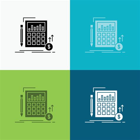 Calculation Data Financial Investment Market Icon Over Various Background Glyph Style