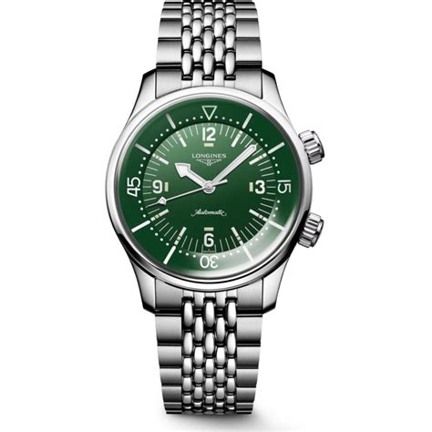 Longines Mens 39mm Green Dial Automatic Legend Diver Watch L3764406