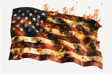 Burning Usa Flag No Background Png Image Premium Ai Generated Image