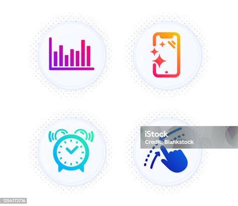 알람 시계 바 다이어그램 및 스마트 폰 클린 아이콘 세트 서명을 스 와이프합니다 벡터 고급에 대한 스톡 벡터 아트 및 기타