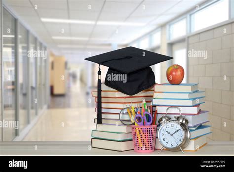 Back To School Concept With Book And Blurry School Hall Background