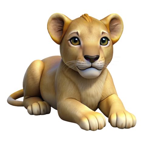 Serene Minimalist Lion Cub Resting In Shade Element High Resolution