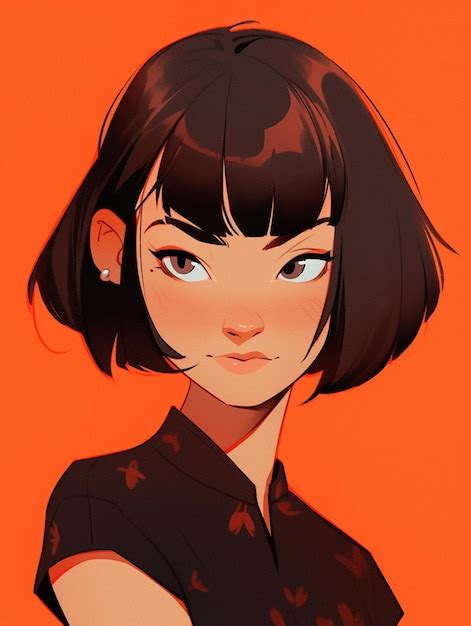 Premium Ai Image Anime Girl With Black Hair And Brown Eyes In A Black