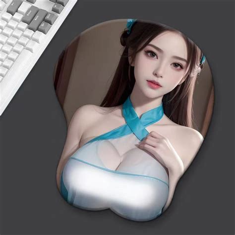 Коврик для мыши Красивая женщина с объемной большой грудью 02 белый купить с доставкой по