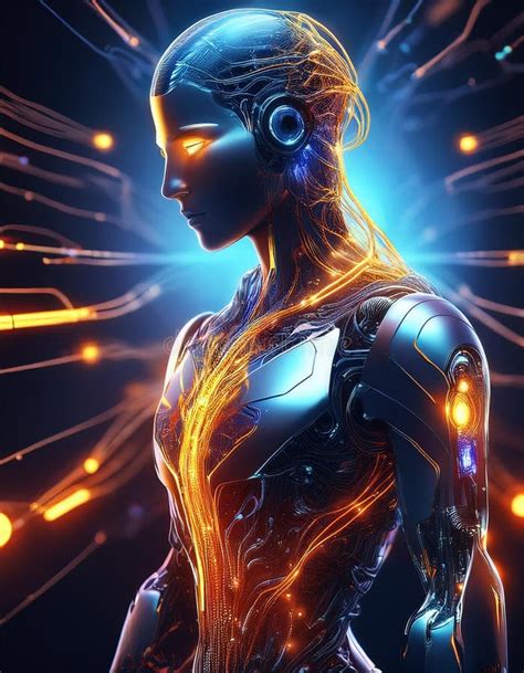 A Robotic Figure Glowing With Internal Energy Circuits Symbolizing The