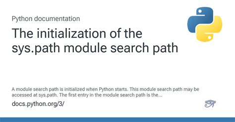 The Initialization Of The Syspath Module Search Path — Python 3137 Documentation