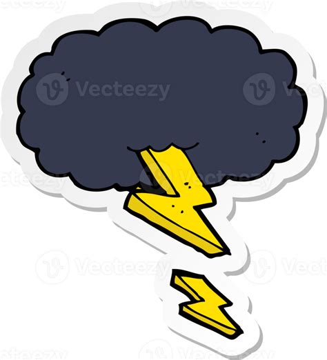 Sticker Of A Cartoon Thundercloud 45088517 Png