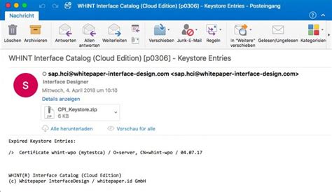 Keystore Entries Partner Directory For WHINT Interface Catalog For SAP Cloud Integration