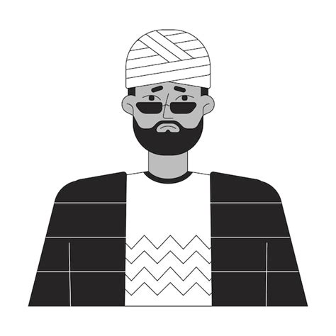 모자 검정 흰색 만화 아바타 아이콘 세련된 옷을 입은 예쁜 아가씨 편집 가능한 2d 문자 사용자 초상화 선형 평면 그림 벡터 얼굴 프로필 개요 사람 머리와 어깨 프리미엄 벡터