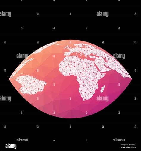 World Network Map Craig Retroazimuthal Projection Wired Globe In Craig Projection On Geometric