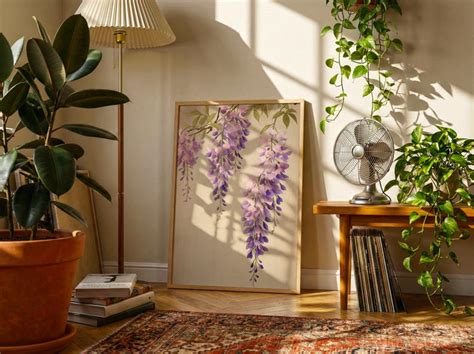 Wisteria Wall Art Print Botanical Floral Artwork Elegant Nature Home