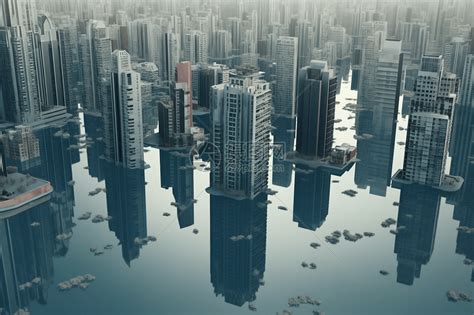 洪水淹没的城市3D创意模型图片素材 正版创意图片600115867 摄图网