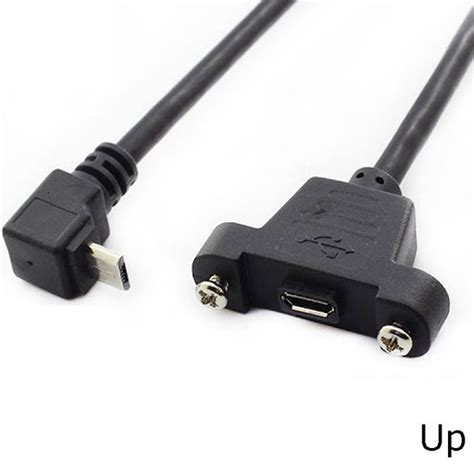 Super Short Panel Mount Micro Usb Female To Right Angle Micro Usb Male Cable Pitch 28mm