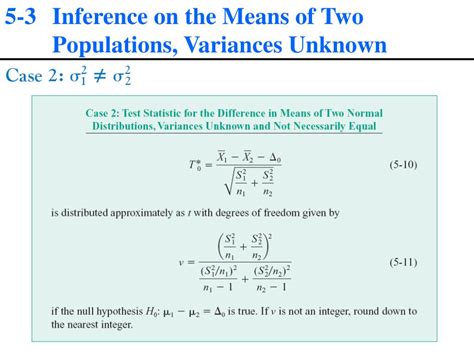 Ppt 5 3 Inference On The Means Of Two Populations Variances Unknown Powerpoint Presentation