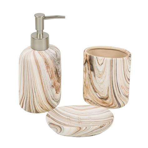 Комплект за баня Бежов Кафяв 3 части Emag Bg