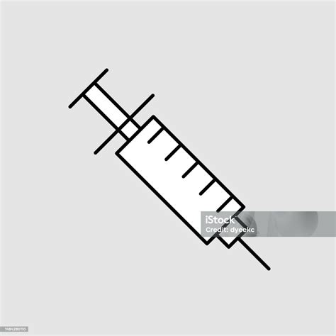 주사기 주입 라인 아이콘 플라스틱 의료 주사기 바늘 개요 벡터 기호 흰색에 격리된 선형 스타일 픽토그램 기호 로고 그림입니다 0명에 대한 스톡 벡터 아트 및 기타 이미지