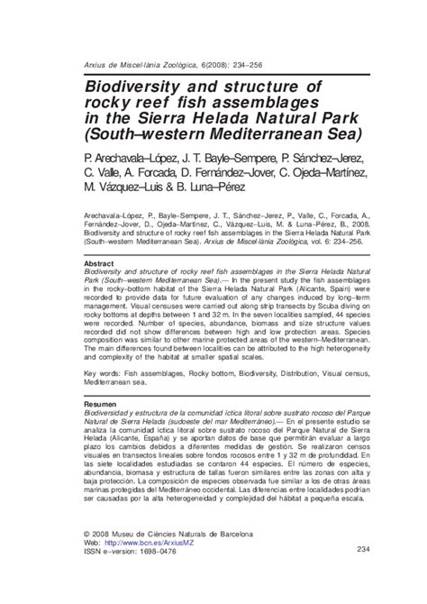 Pdf Biodiversity And Structure Of Rocky Reef Fish Assemblages In The