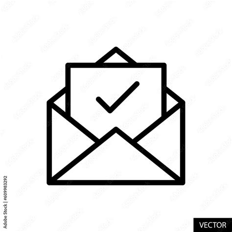 Open Envelope With Tick Mark Mail And Check Mark Symbol Mark As Read Email Icon In Line Style
