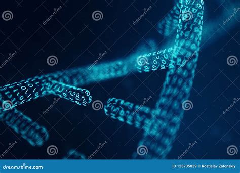 Digital DNA Molecule Structure Concept Binary Code Human Genome DNA Molecule With Modified