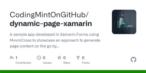 Github Codingmintongithub Dynamic Page Xamarin A Sample App Developed In Xamarin Forms Using