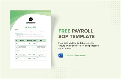 Free Payroll Sop Template Download In Word