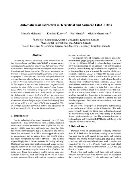 Pdf Automatic Rail Extraction In Terrestrial And Airborne Lidar Data