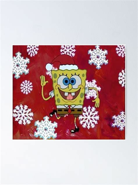 Spongebob Red Background Christmas Poster For Sale By Martimmendes