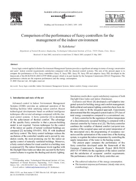 Pdf Comparison Of The Performance Of Fuzzy Controllers For The Management Of The Indoor