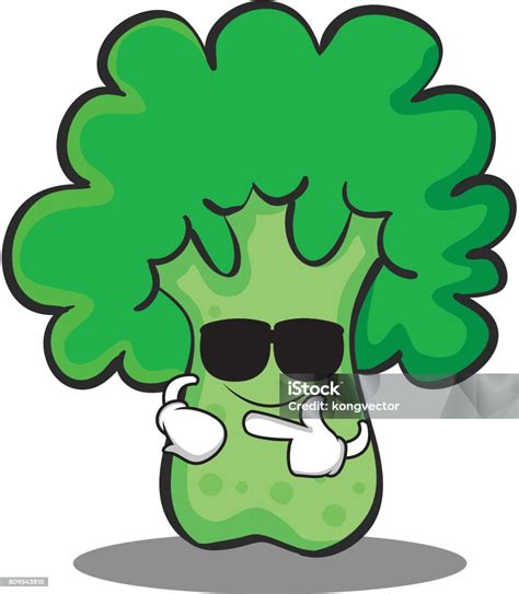 슈퍼 멋진 브로콜리 캐릭터 만화 스타일 벡터 일러스트 레이 션 감정에 대한 스톡 벡터 아트 및 기타 이미지 감정 건강한