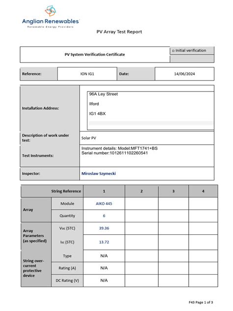 Solar Pv 96a Array Test Ion Ig1 Pdf Photovoltaics Photovoltaic System