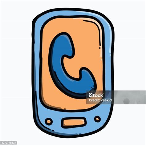 전화 낙서 색상 벡터 아이콘입니다 그리기 스케치 일러스트레이션 손 그린 선 Eps10 그리기에 대한 스톡 벡터 아트 및 기타 이미지 그리기 낙서 드로잉 벡터 Istock