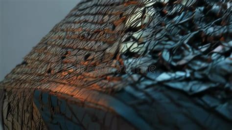 Metallic Abstract Surface Morphing With Dynamic Light Reflections In Closeup View Stock Footage