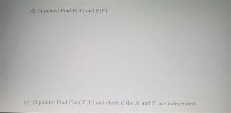 Solved 1 20 Points Suppose The Random Variables X And Y