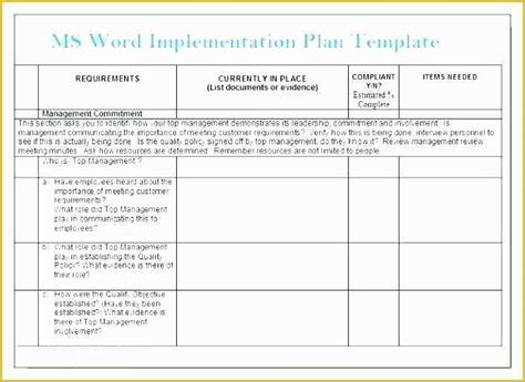 Ms Word Implementation Plan Template Microsoft Word Templates