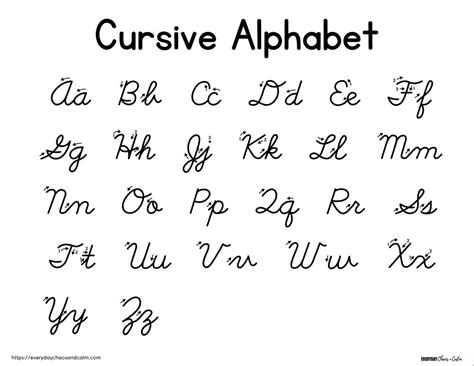 Cursive Writing Alphabet Chart Pdf