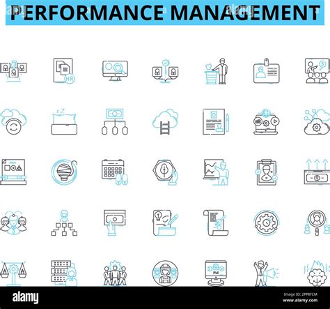 Performance Management Linear Icons Set Metrics Feedback Goals Appraisal Evaluation