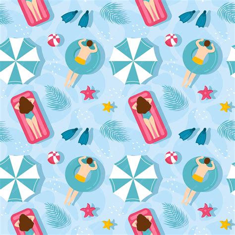 Premium Vector Swimming Pool Seamless Pattern Vector Illustration
