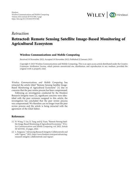 Pdf Retracted Remote Sensing Satellite Image Based Monitoring Of