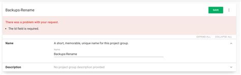 Id Field Required When Renaming Project Groups · Issue 7997