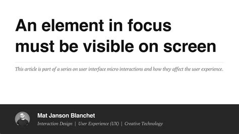 An Element In Focus Must Be Visible On Screen Blog User Experience