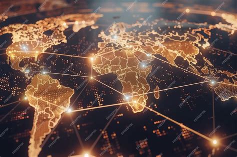Comunicación Global Y Conexiones Internacionales Mapa Del Mundo Con