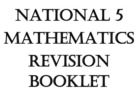 National 5 Maths Revision Booklet Teaching Resources