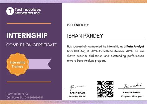Ishan Pandey On Linkedin Internship Dataanalysis Technocolabs