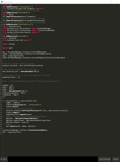 Nwc Export For Different Project Location Revit Dynamo