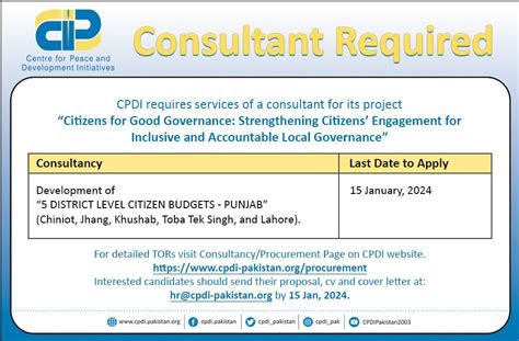 Centre For Peace And Development Initiatives Cpdi On Linkedin Cpdi Requires Consultant For
