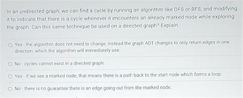 In An Undirected Graph We Can Find A Cycle By Chegg