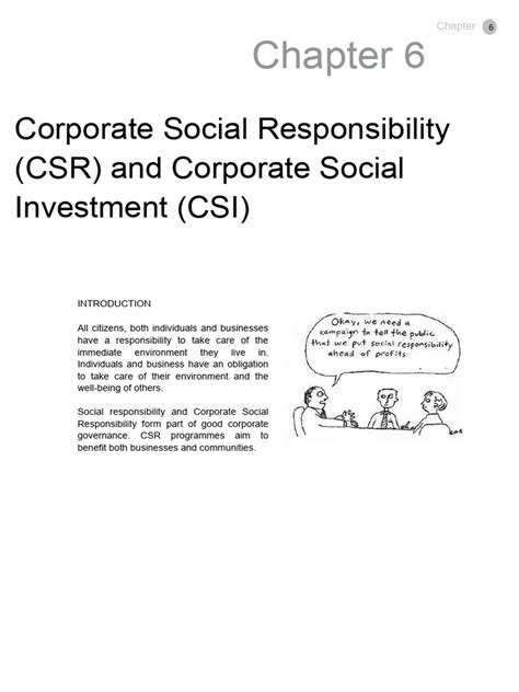 Chapter 6 Csr And Csi Pdf Corporate Social Responsibility Employment